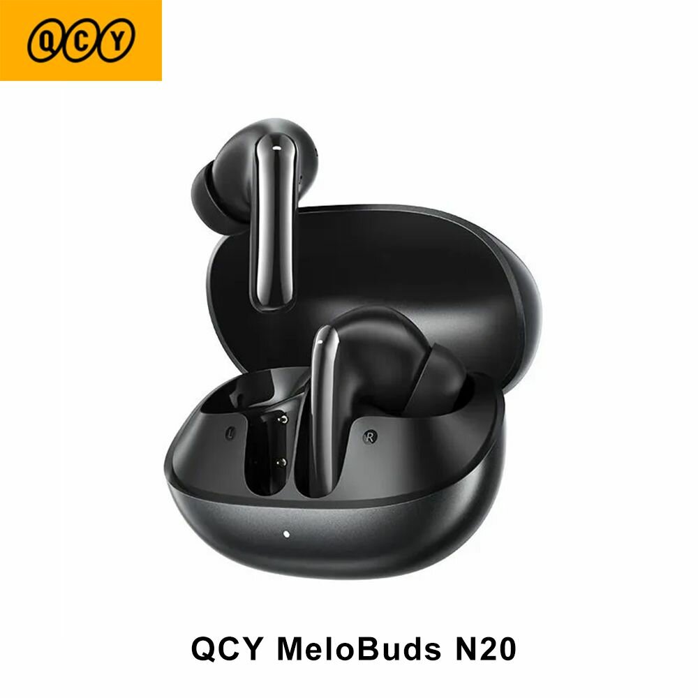 QCY Наушники беспроводные с микрофоном QCY MeloBuds N20, Bluetooth, USB Type-C, черный беспроводные bluetooth наушники для звонков черные
