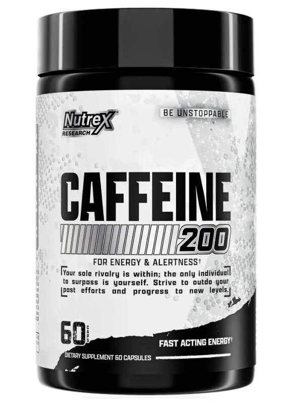 Nutrex Caffeine, Кофеин безводный 200мг, 60 капсул