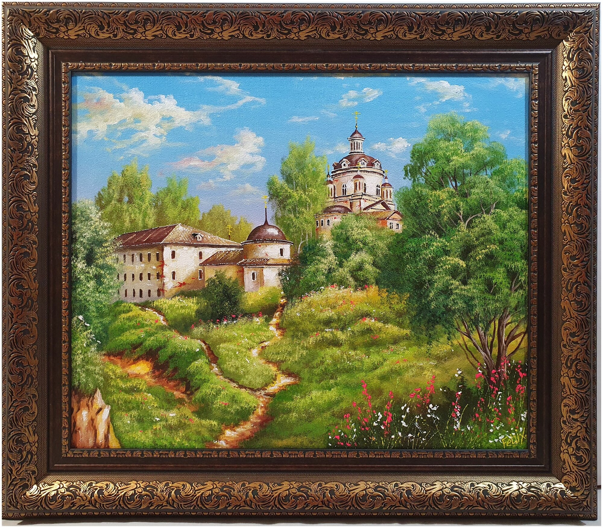 Картина холст-масло "Природа", в рамке 78х68 см.