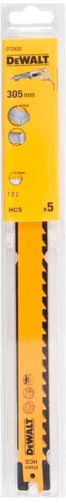 Полотно для сабельной пилы по дереву DeWalt S1617K 305мм, 5шт DT2432