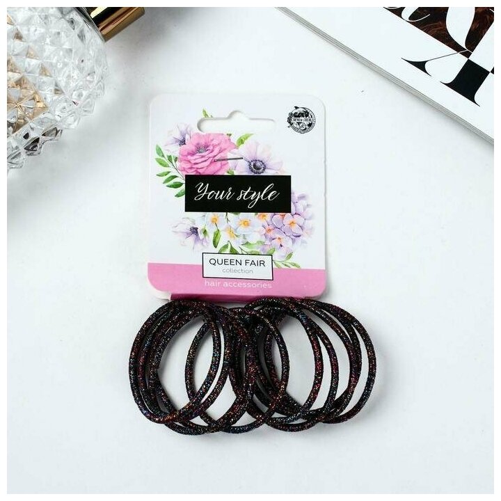 Резинка для волос "Спорт люкс" (набор 10 шт) блеск ночка, 3 см