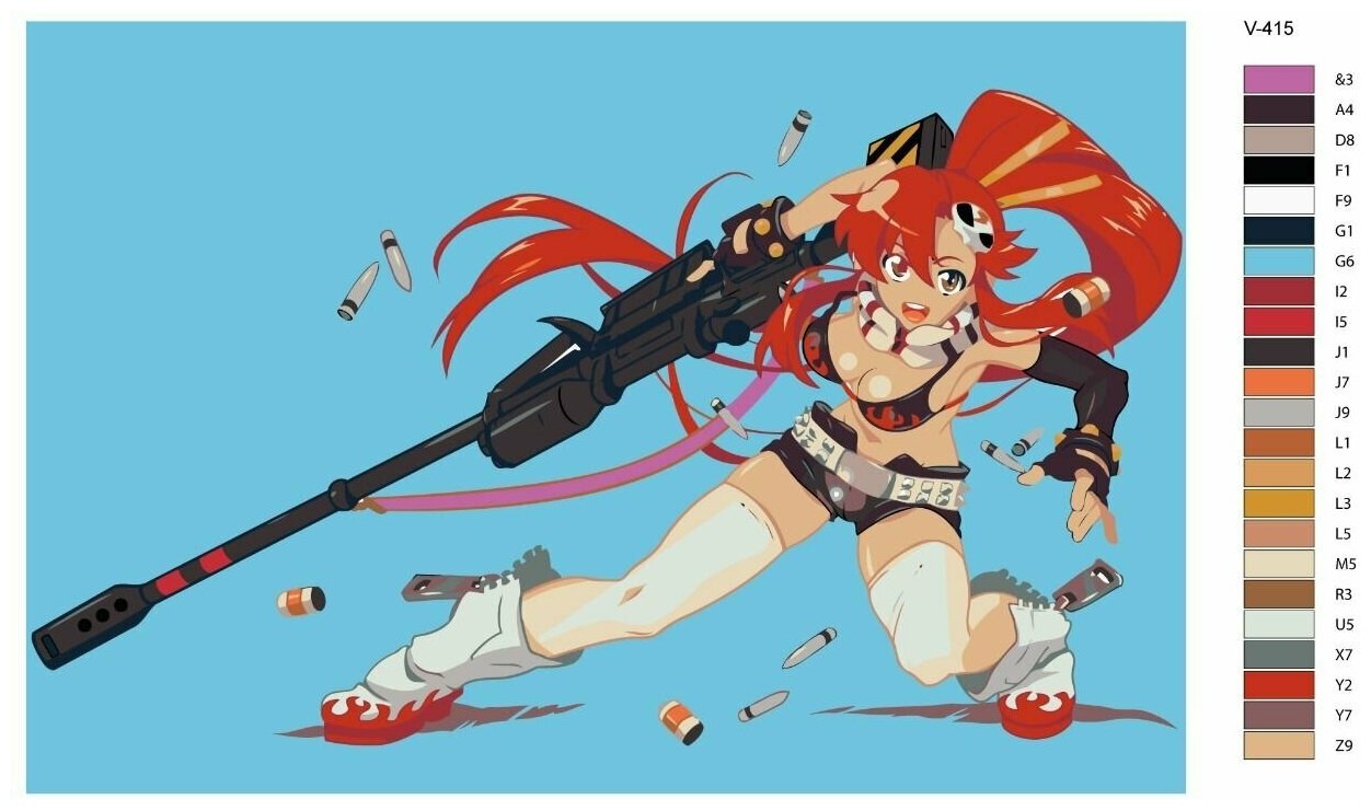 Картина по номерам V-415 "Аниме: Гуррен-Лаганн (Gurren-Lagann). Ёко ( Yoko Littner)", 40x60 см
