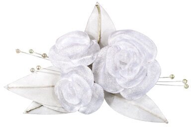 Бутоньерка свадебная 4051 бело-золотаяэлегантная цветочная композиция для жакета жениха