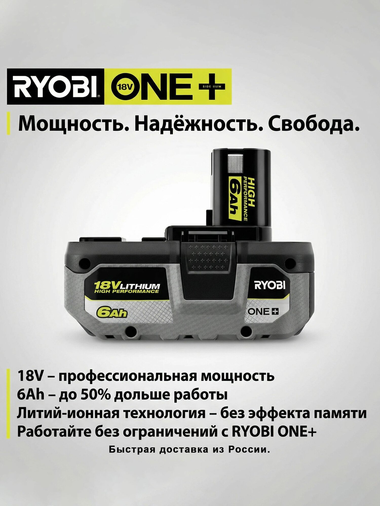 18V ONE+4.0Ah 6.0Ah 8.0Ah высокопроизводительная литиевая батарея, без эффекта памяти, низкий саморазряд, подходящий для всех инструментов ONE+