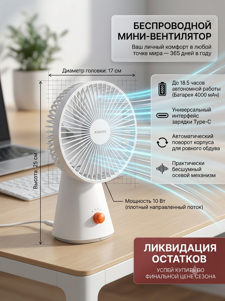 Вентилятор Xiaomi Rechargeable Mini Fan (BHR6089GL) (716836)