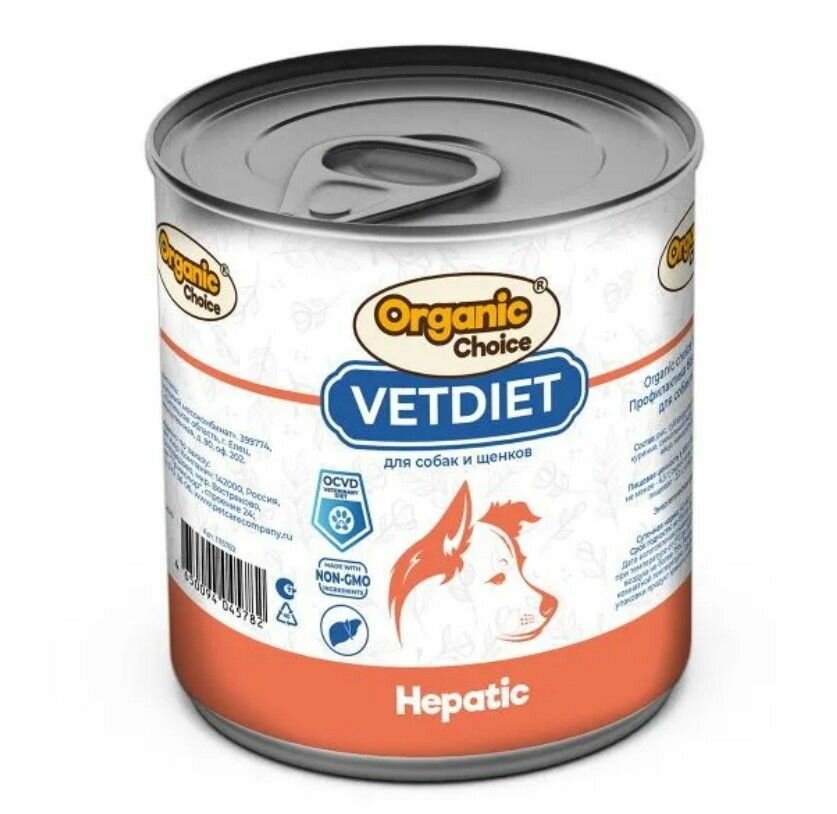 Organic Сhoice Консервы для собак и щенков профилактика болезней печени, Vetdiet, Hepatic, 340 г