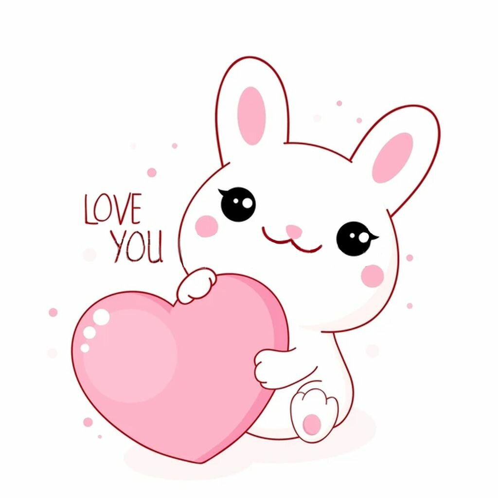 Наклейки стикеры Зайчик с сердечком