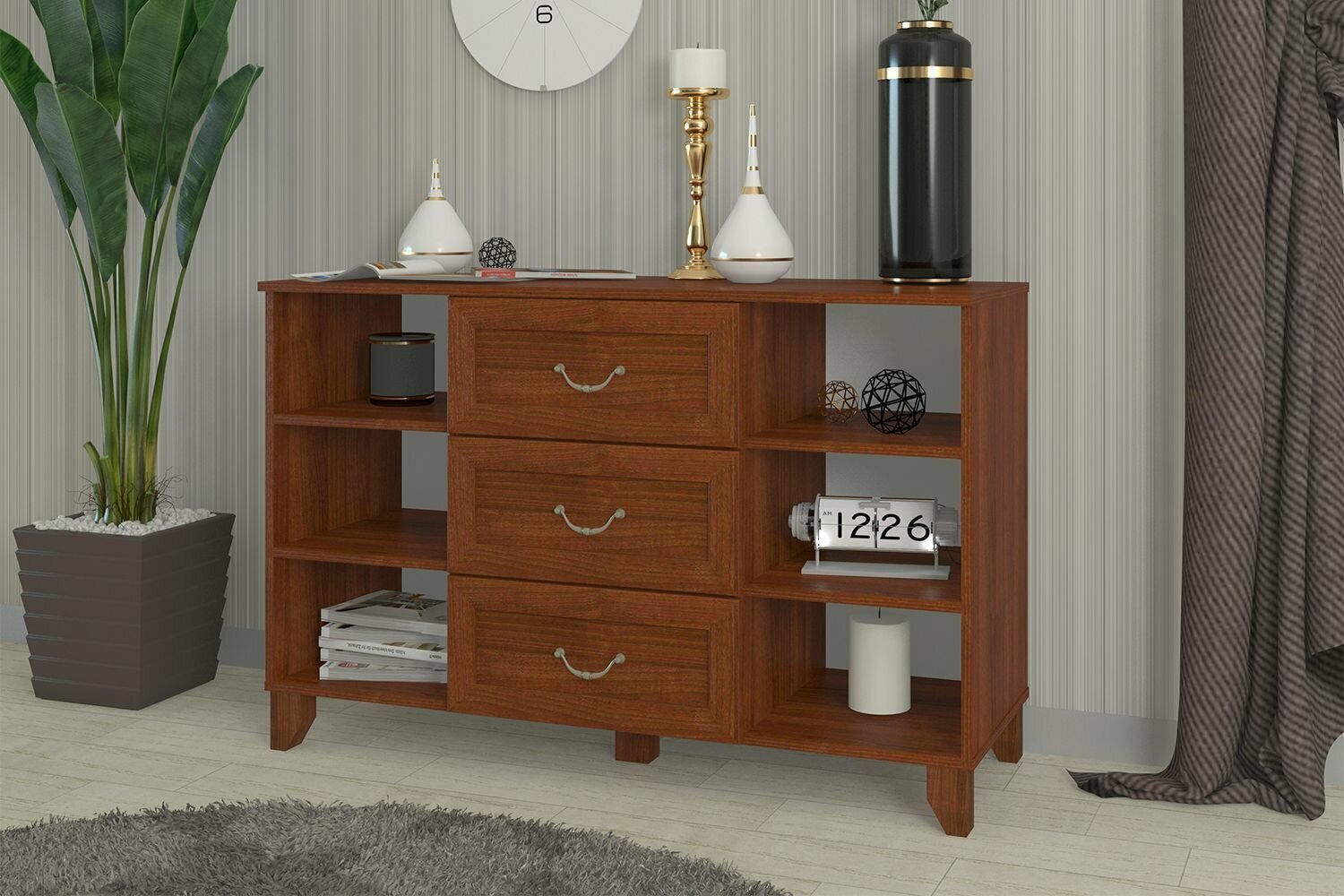 Комод Ренди 9М 120х40х80 ноче мария луиза, рамка квадро МДФ, ножка №3