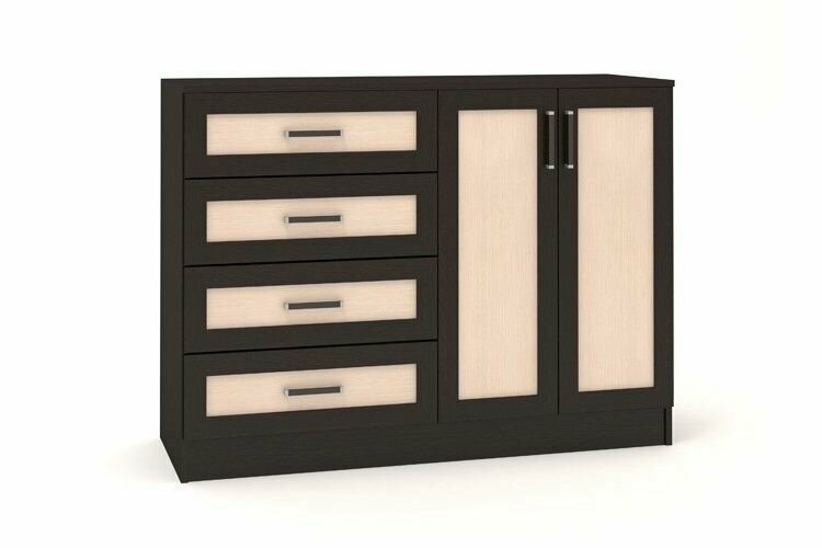 Комод Арлен 11 венге цаво, дуб молочный, рамка квадро, дверцы справа