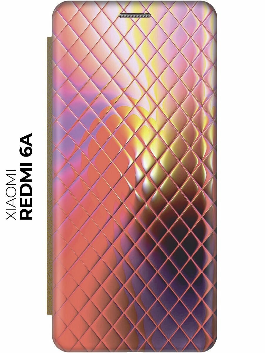 Чехол-книжка Розовая рептилия на Xiaomi Redmi 6A / Сяоми Редми 6А золотой