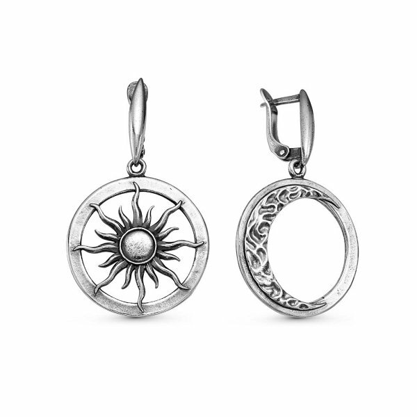 Серьги с подвесками, серебро, 925 проба, родирование