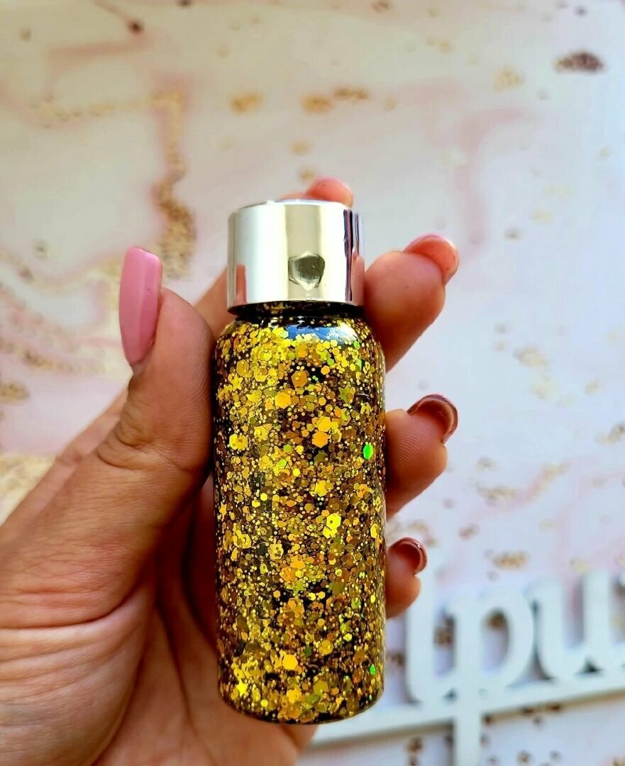 Глиттер для век губ лица тела волос золото в баночке