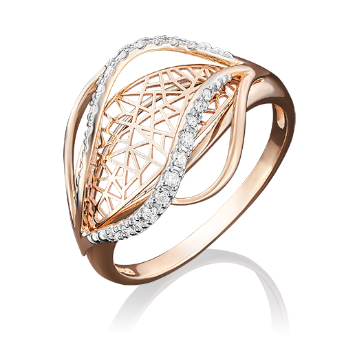 Кольцо PLATINA, красное золото, 585 проба, фианит