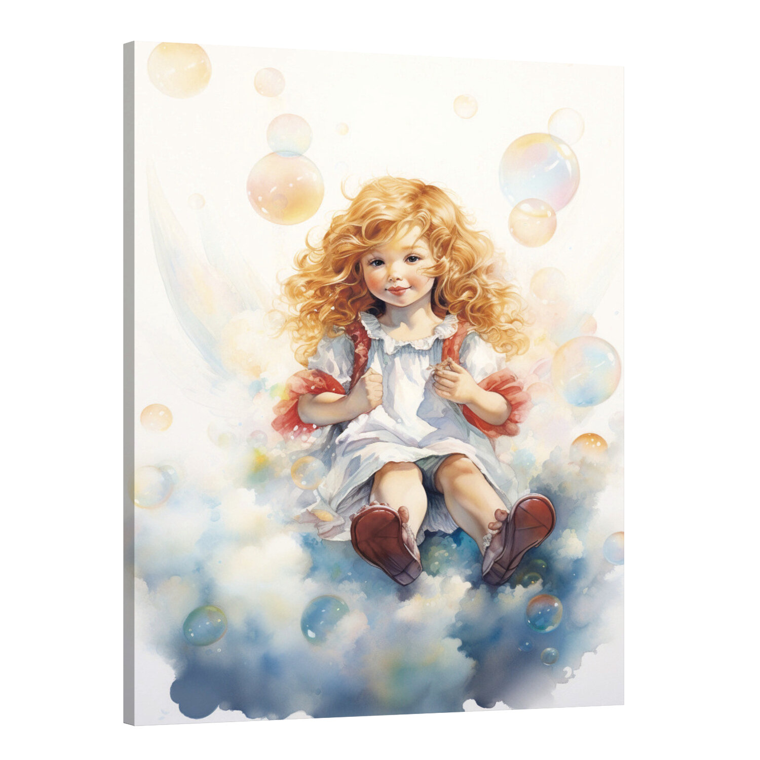 Интерьерная картина 50х70 "Девочка и мыльные пузыри"