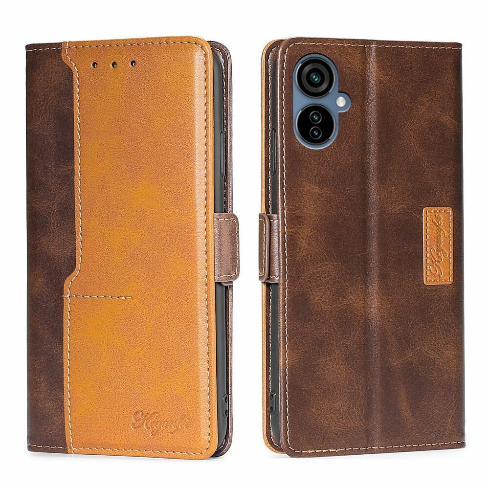 Чехол-книжка MyPads для Tecno Camon 19 Neo / Техно Камон 19 Нео, смешать два цвета (желтый + коричневый)