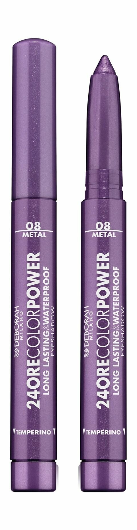 DEBORAH MILANO Тени-карандаш для век стойкие 24 Ore Color Power Eyeshadow, 1,4 г, 08 Глубокий фиолетовый