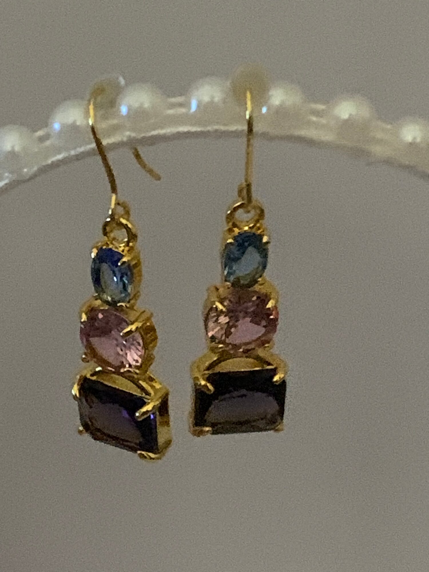 Серьги с подвесками, фианит