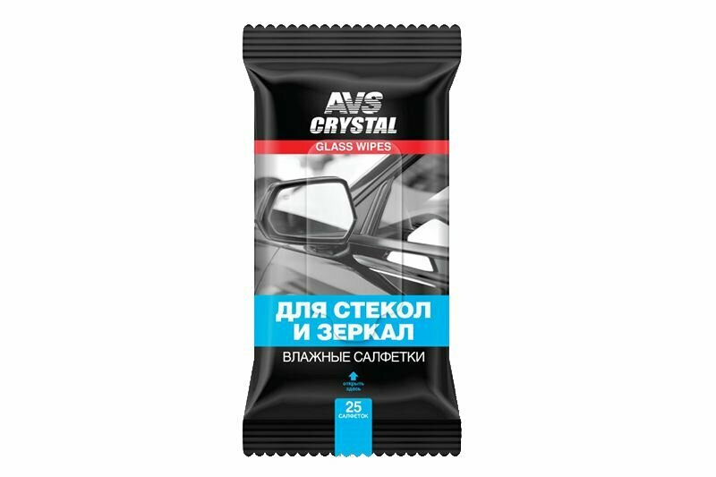 Влажные салфетки для стекол и зеркал 25 шт AVS AVK-200