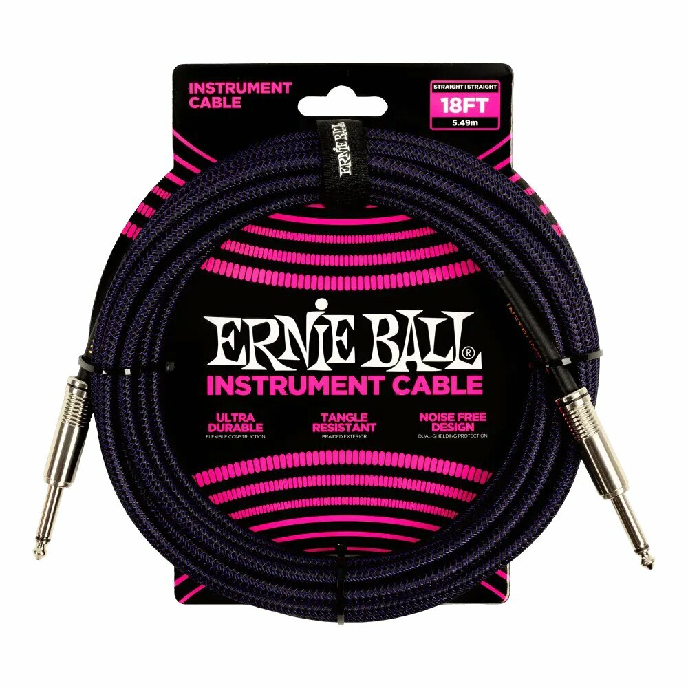 Инструментальный кабель Ernie Ball 6395 5.5 Braided Black Purple