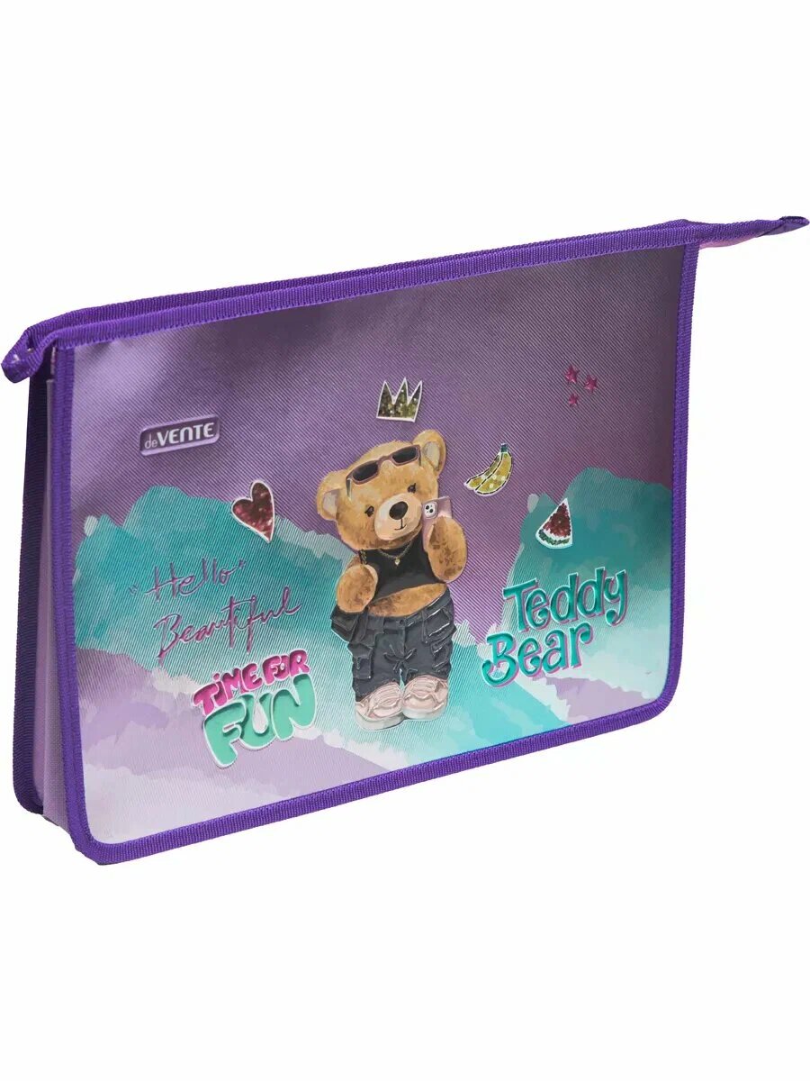 Папка школьная deVENTE, на молнии, А4, фиолетовая, 2 отделения