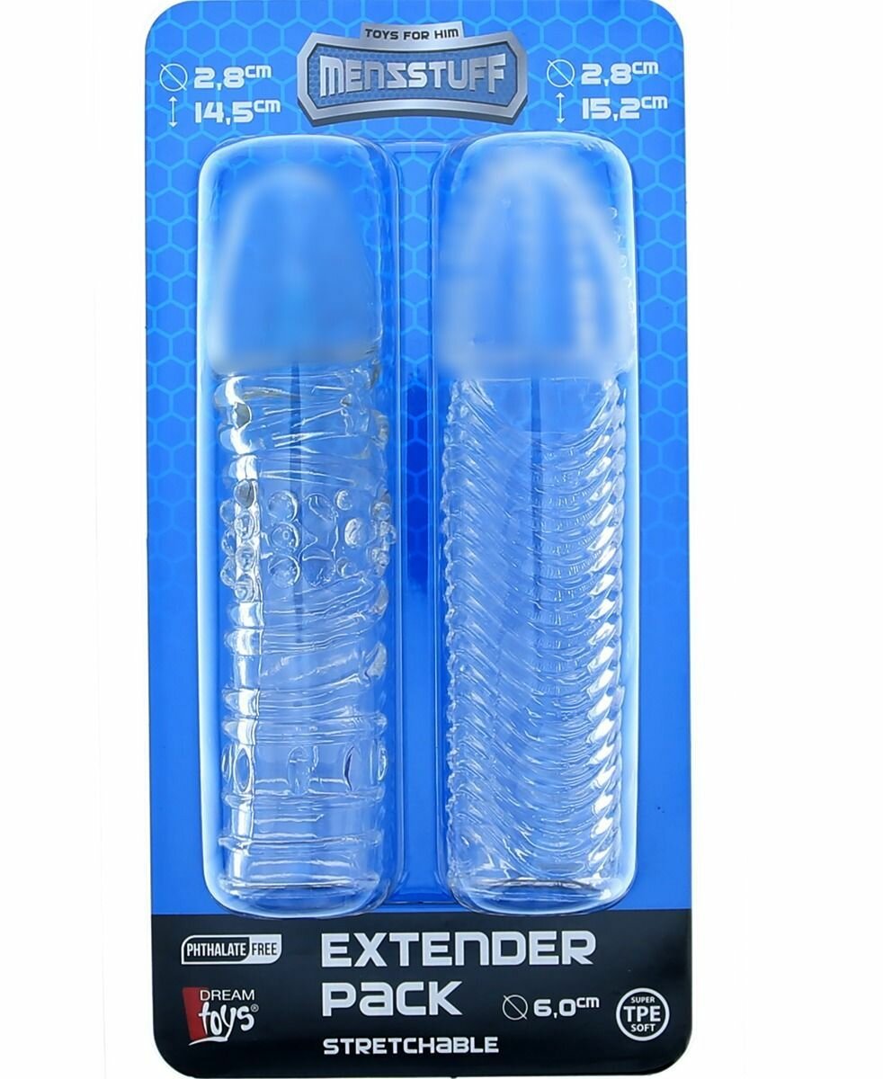 Набор из 2х насадок на пенис, для увеличения размера, 15.2cm