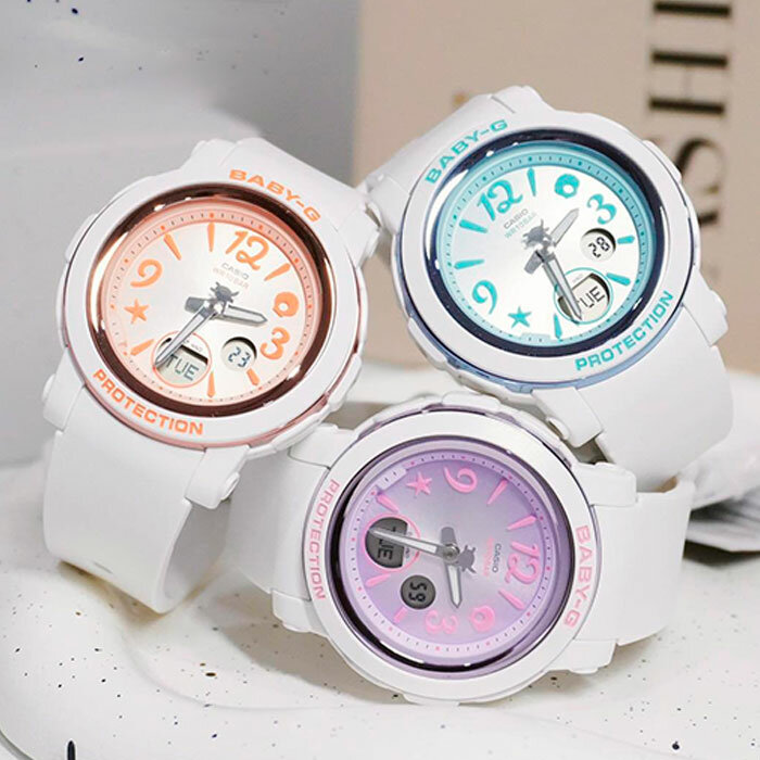 Наручные часы CASIO Baby-G, белый, серый, оранжевый — фото 1