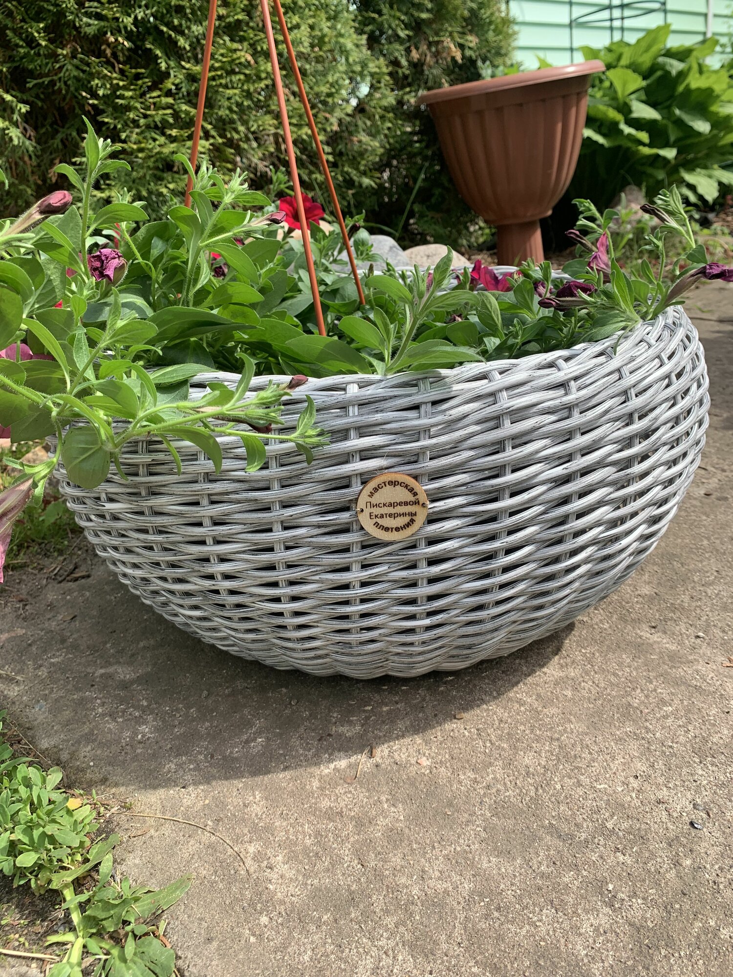 Кашпо-миска объемная из ротанга 18 литров березка