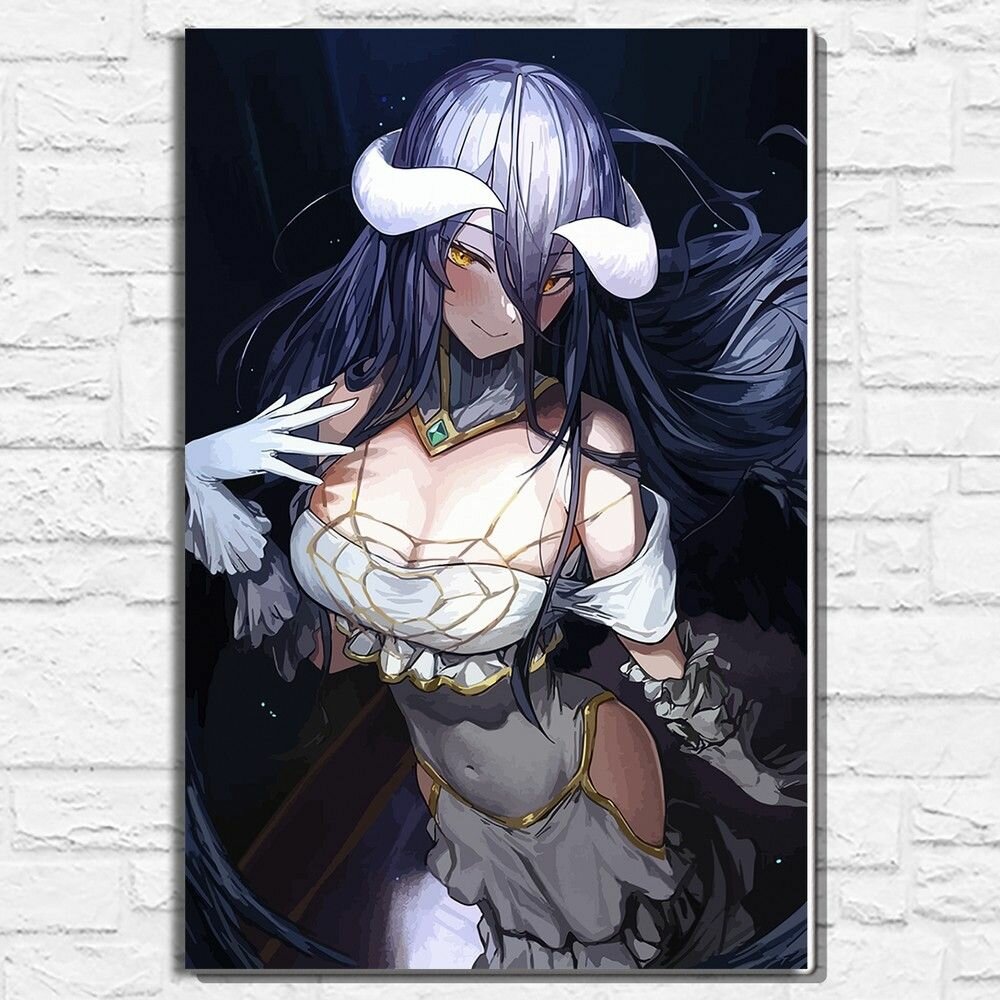 Картина по номерам на холсте аниме Оверлорд Альбедо (Albedo, anime) - 15132 В 60x40