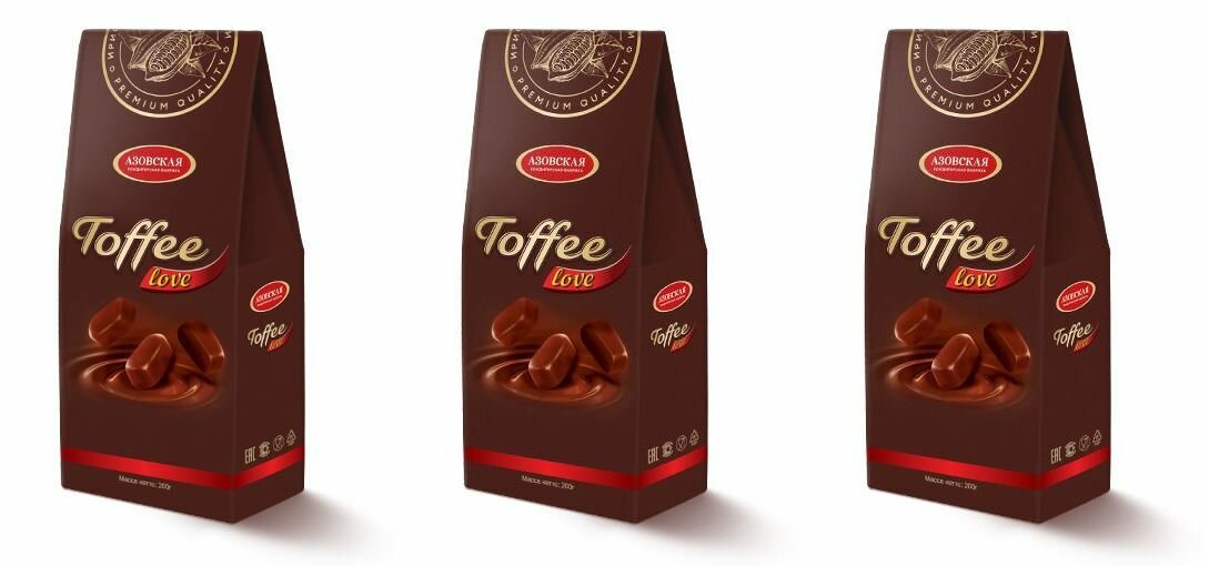 Азовская кондитерская фабрика Конфеты глазированные шоколадные Toffee love, 200 г, 3 шт