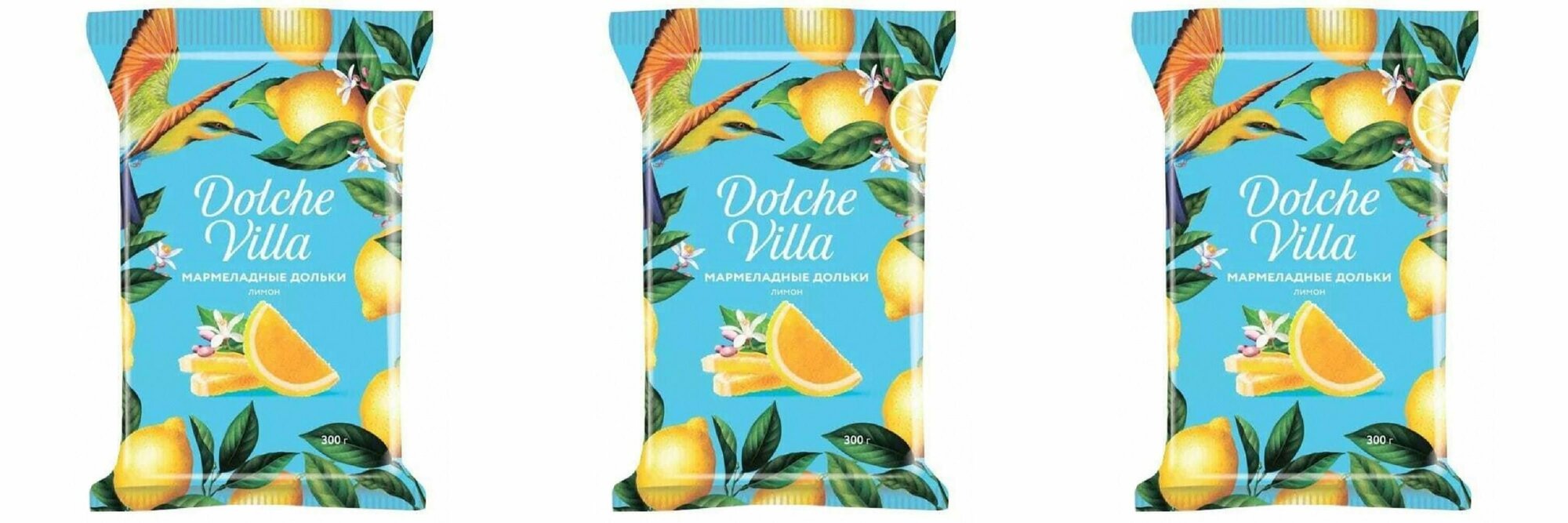 Азовская кондитерская фабрика Мармелад Дольки со вкусом лимона Dolche Villa, 300 г, 3 уп