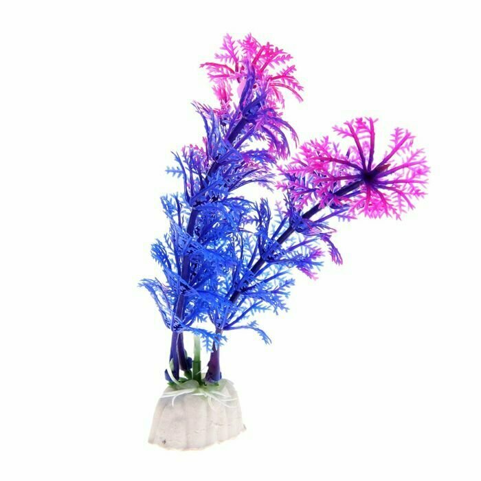 Homefish Амбулия пурпурная растение для аквариума пластиковое с грузом, 10 см