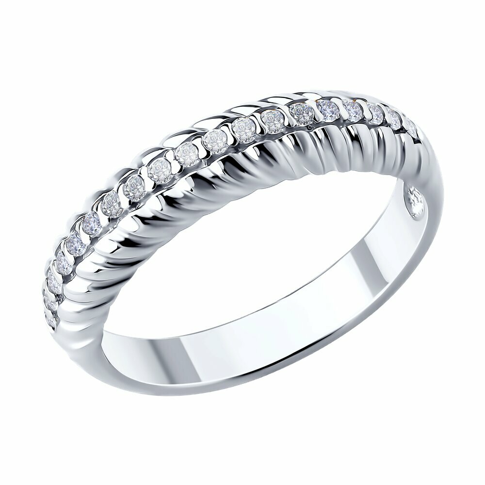 Кольцо, серебро, 925 проба, родирование, фианит