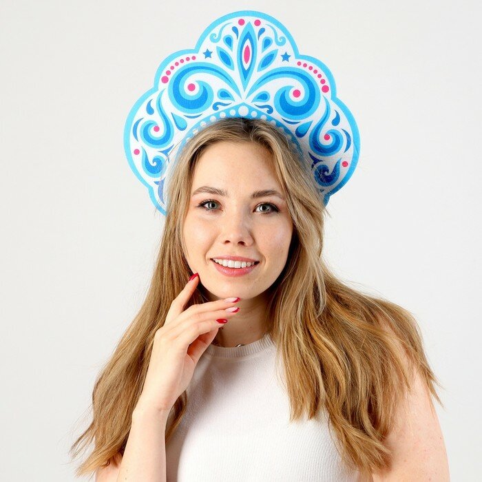 Кокошник Волшебная маска "Зимняя королева", карнавальный, из фетра, с нанесением