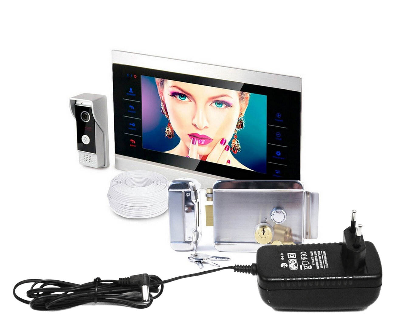 Комплект видеодомофон и электромеханический замок: HDком S-104 и замок АнксинЛок-AX 042 (F1198EU) - домофон замок для калитки.