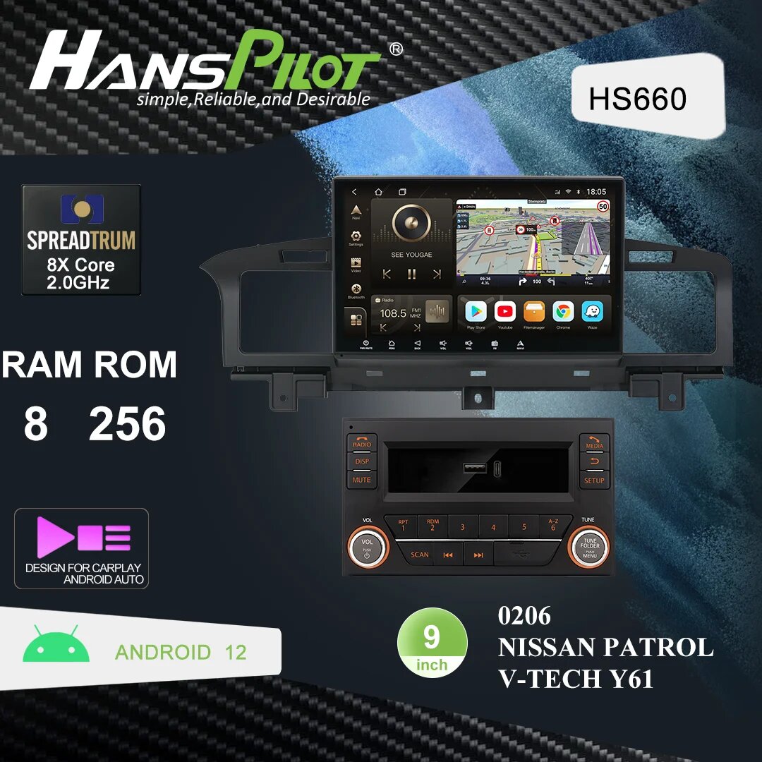 Android-навигация, Автомагнитола DVD для Nissan патруль VTC V-Tech Y61 Safari с CarPlay Красный