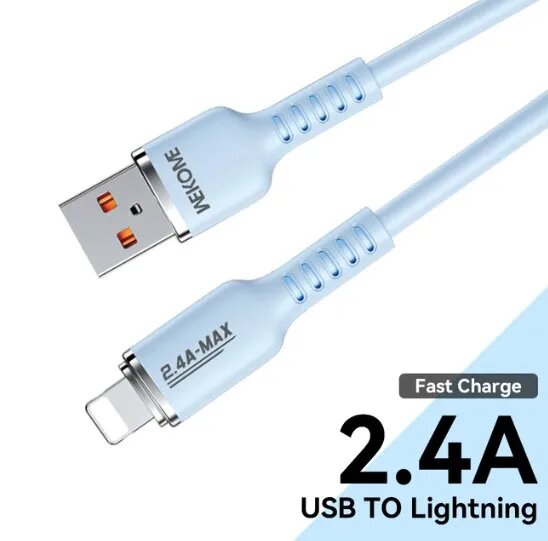WEKOME 100 Вт Тип C Кабель для быстрой зарядки жидкого силикона iPhone Голубой, USB A to Lightning