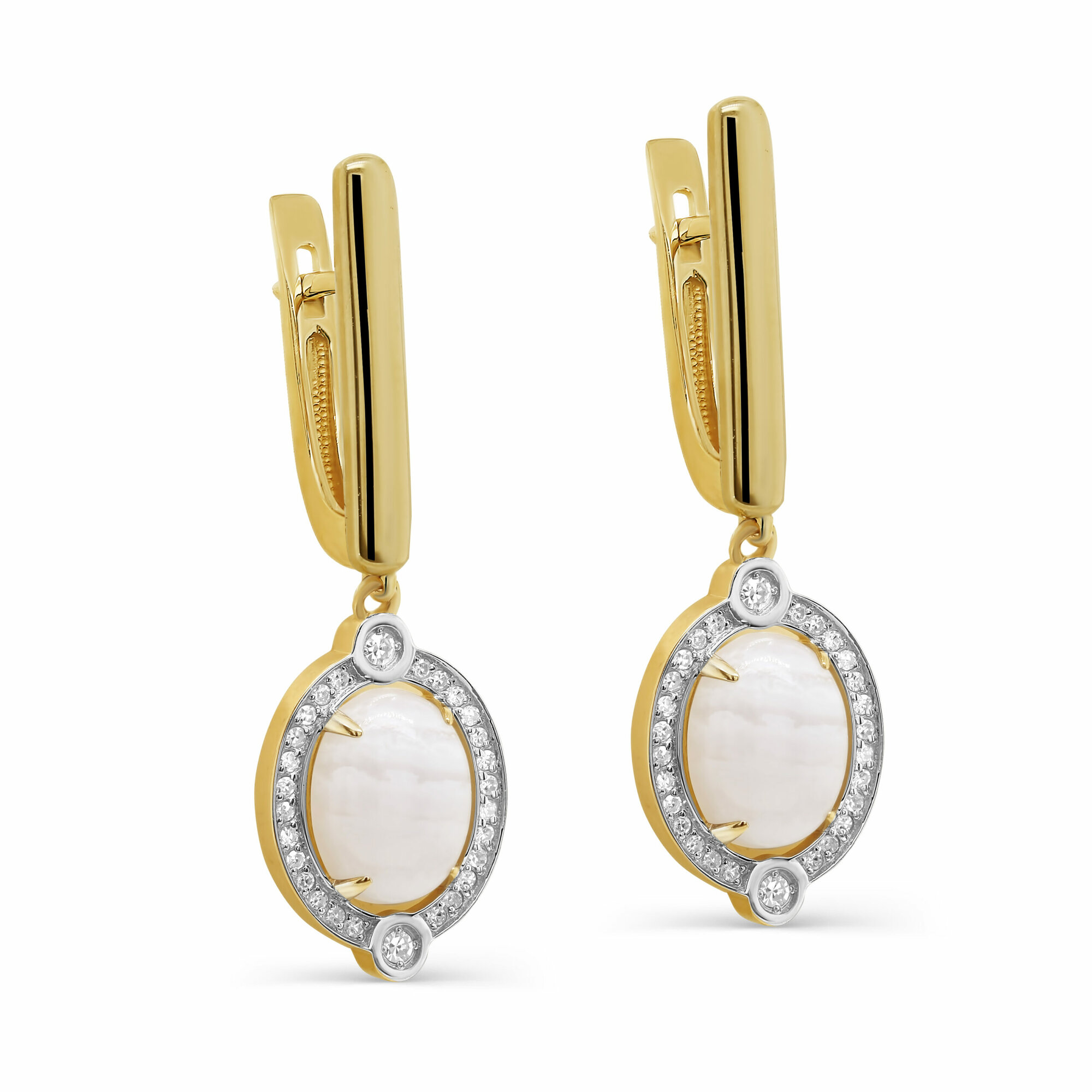 Серьги, желтое золото, 585 проба, бриллиант, агат