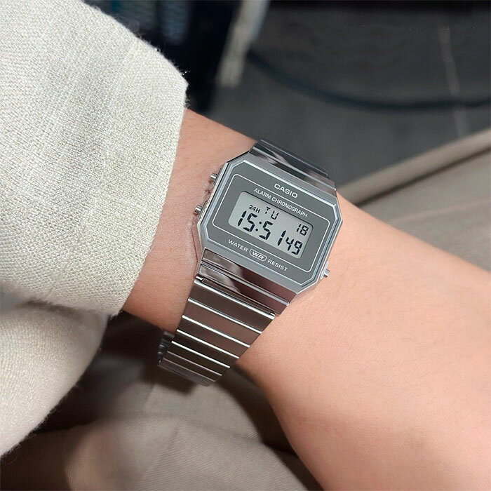 Наручные часы CASIO Vintage, серебряный, серый — фото 1