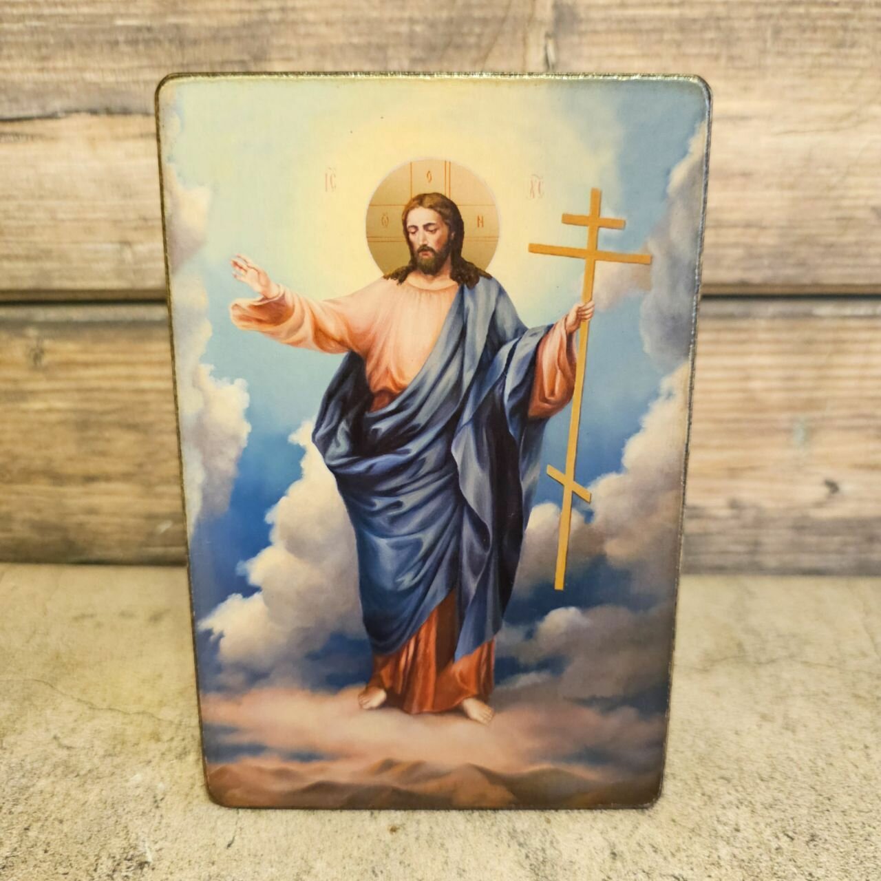 Освященная икона Господь Иисус Христос на облаке, 10*15