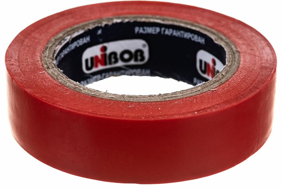 UNIBOB Изолента ПВХ 15 мм x 10 м красная 130 мкм для электроустановочных кабелей 211771