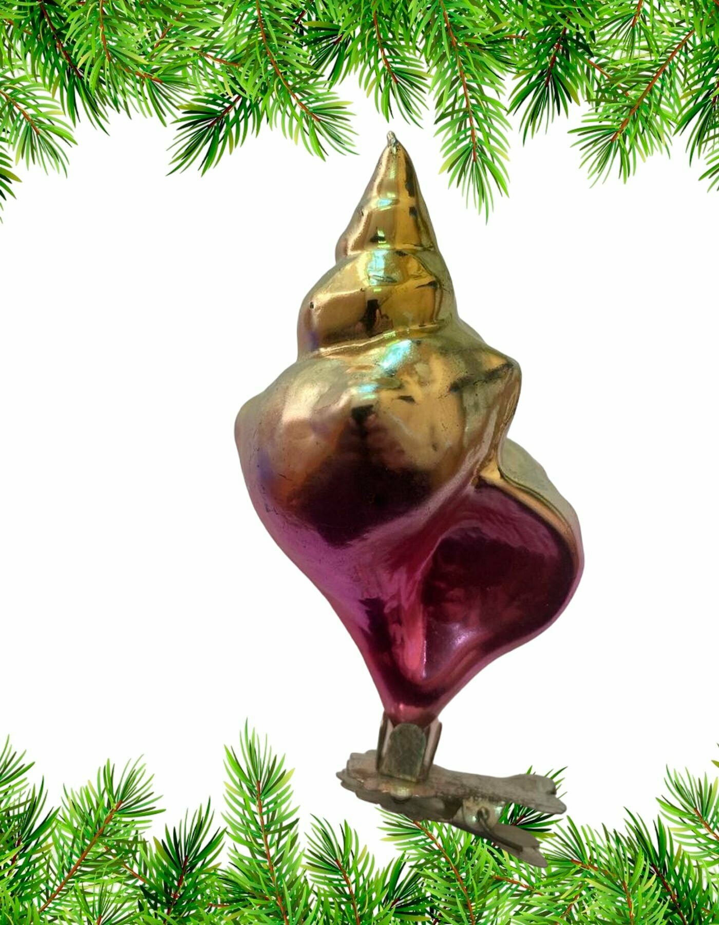 Игрушка на елку Ракушка, прищепка Винтаж из СССР