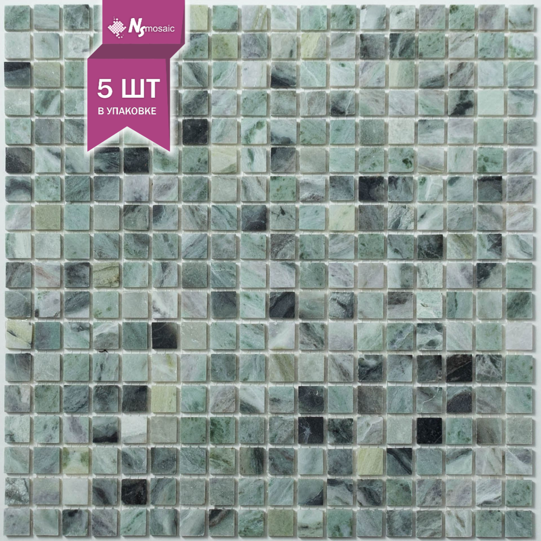 Мозаика из мрамора NSmosaic KP-762, зеленая полированная, 305x305 мм, упаковка 5 шт