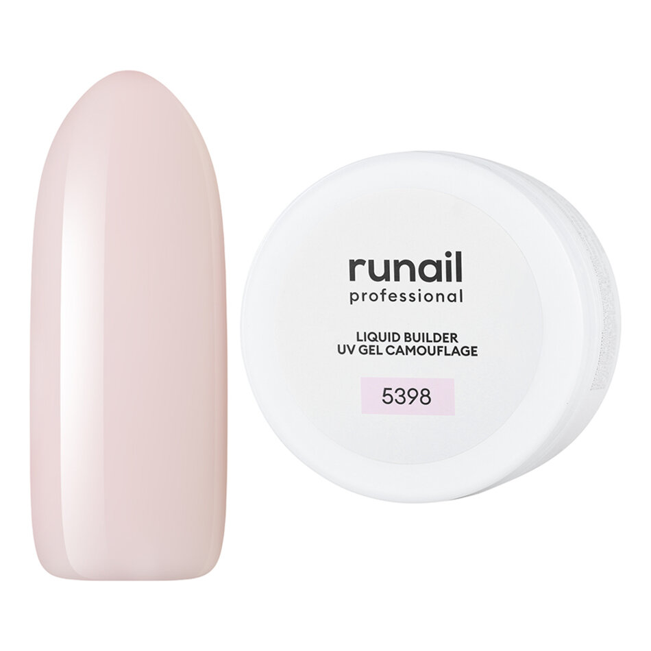 RuNail Professional Камуфлирующий жидкий Уф-гель Розовая карамель №5398, 30 мл