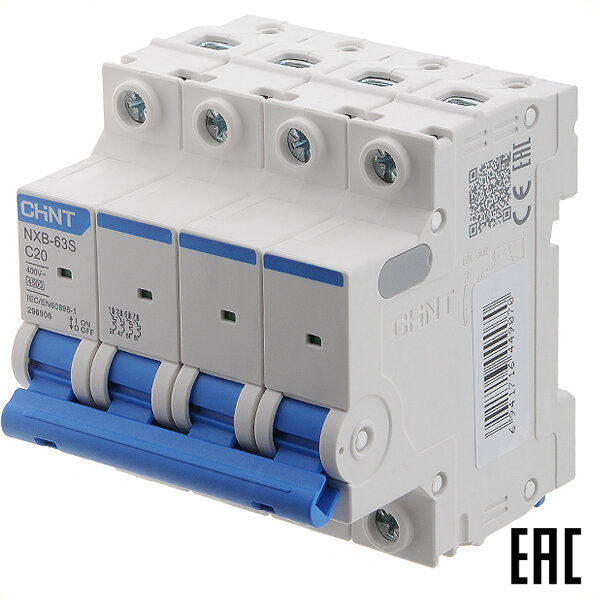 Автоматический выключатель NXB-63S 296906 /4P/ C20A 4,5 кА CHINT