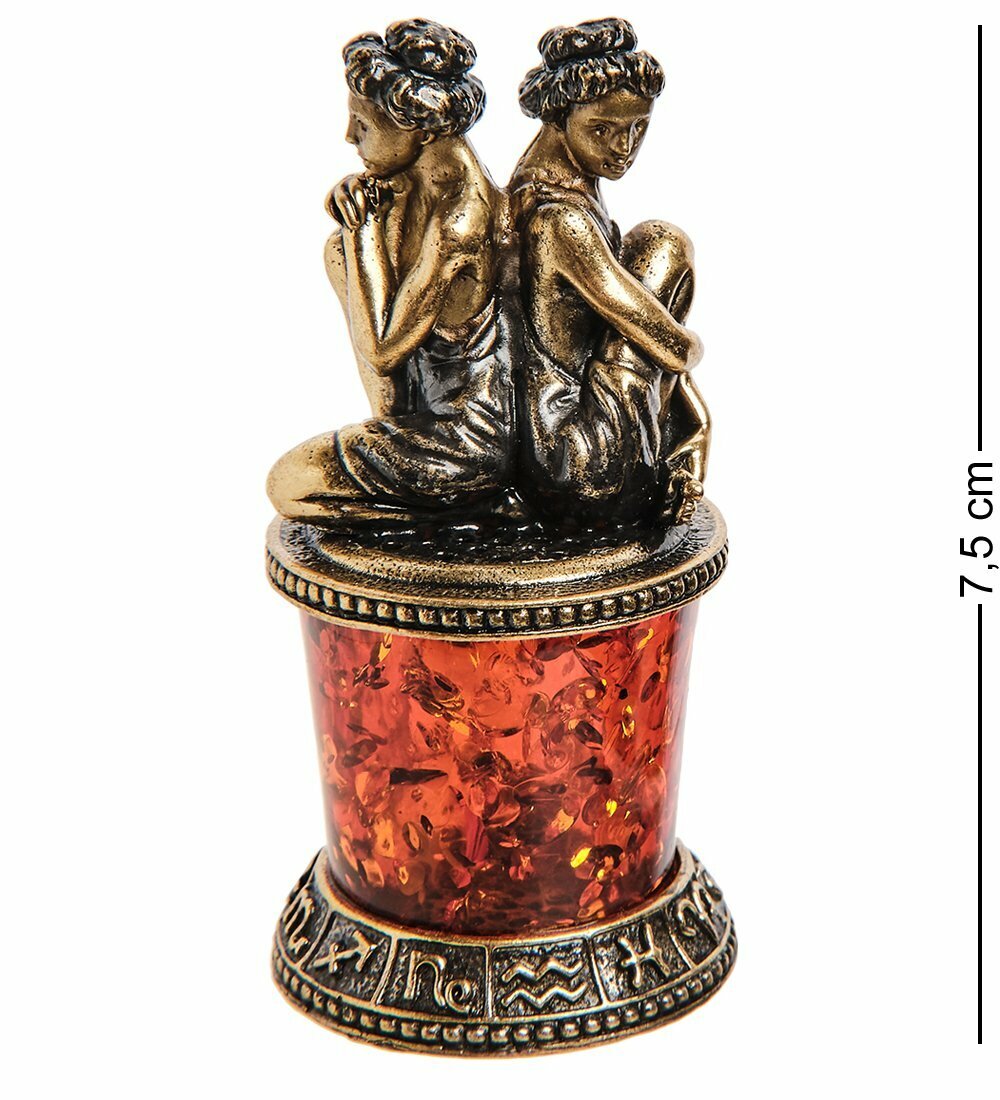 Фигурка 'Знак зодиака-Близнецы' (латунь, янтарь)