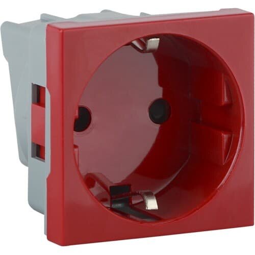 Розетка модульная с з/к и шторками 45х45мм красная (АДЛ 13-901)