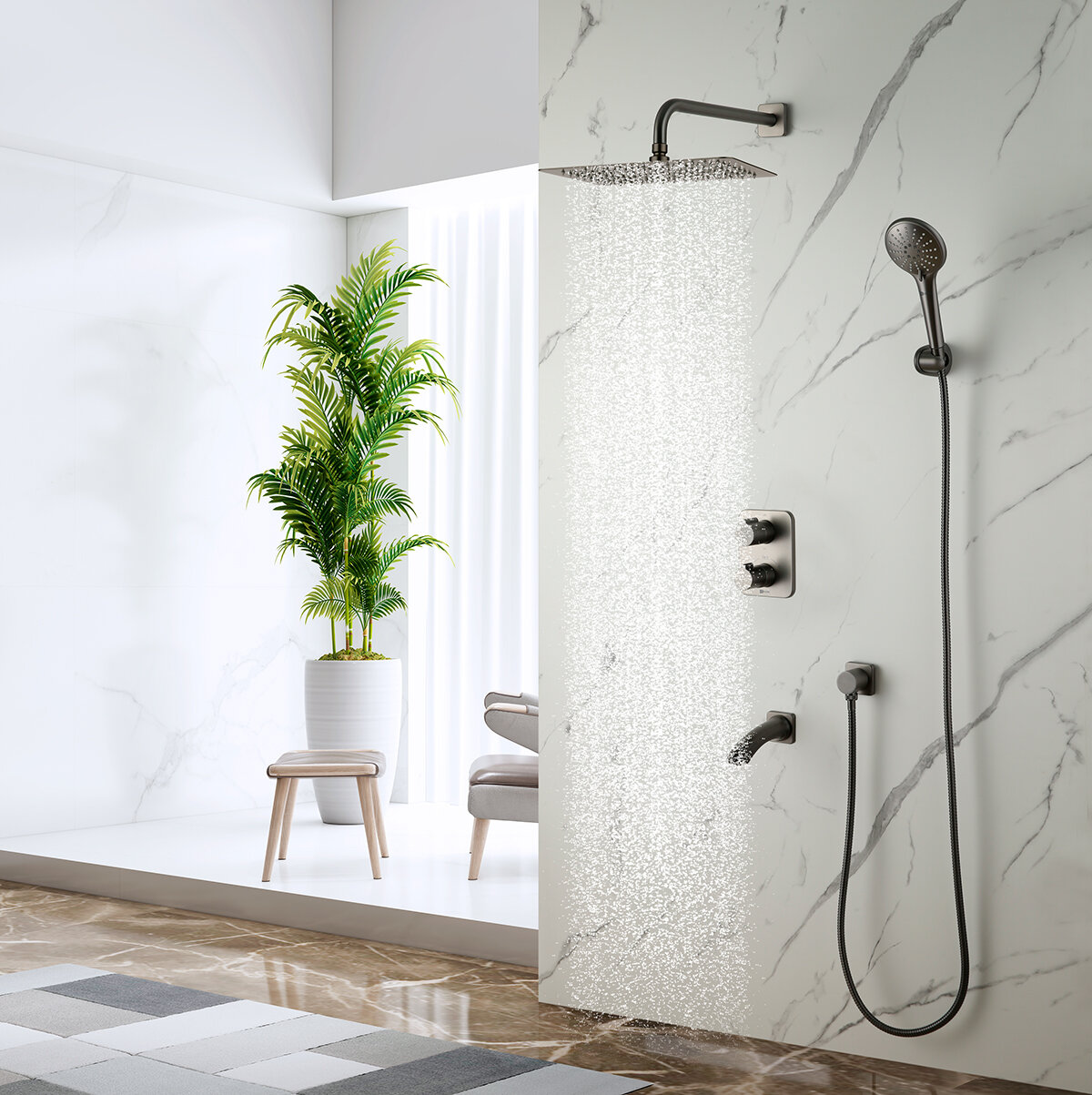 Смеситель Lemark Bronx LM3742GM для ванны и душа встраиваемый