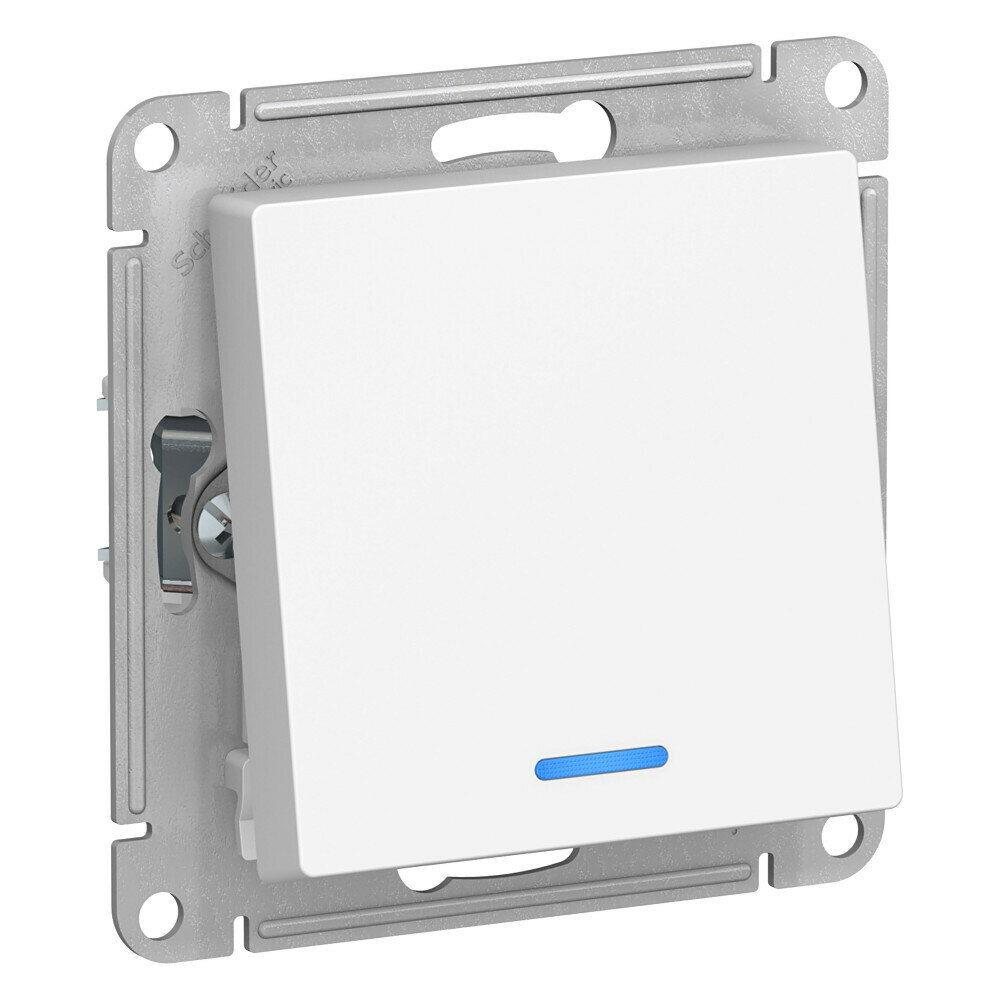 Одноклавишный переключатель с подсветкой SE AtlasDesign 10A, белый ATN000163