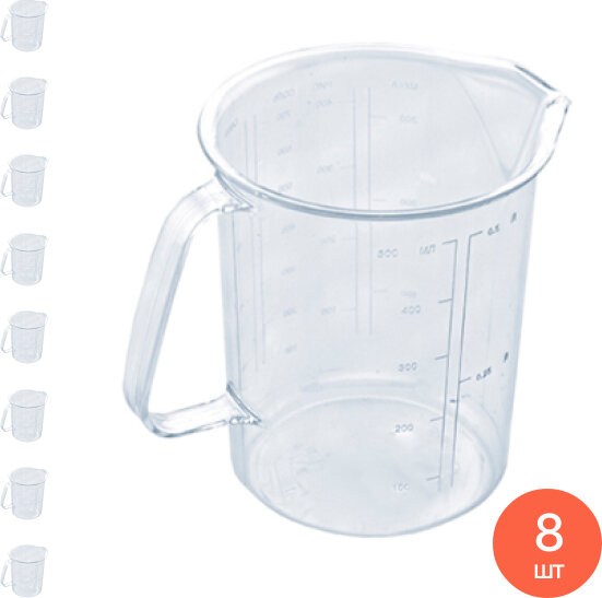 Кружка Полимербыт мерная полипропилен прозрачный 0.5л (комплект из 8 шт)