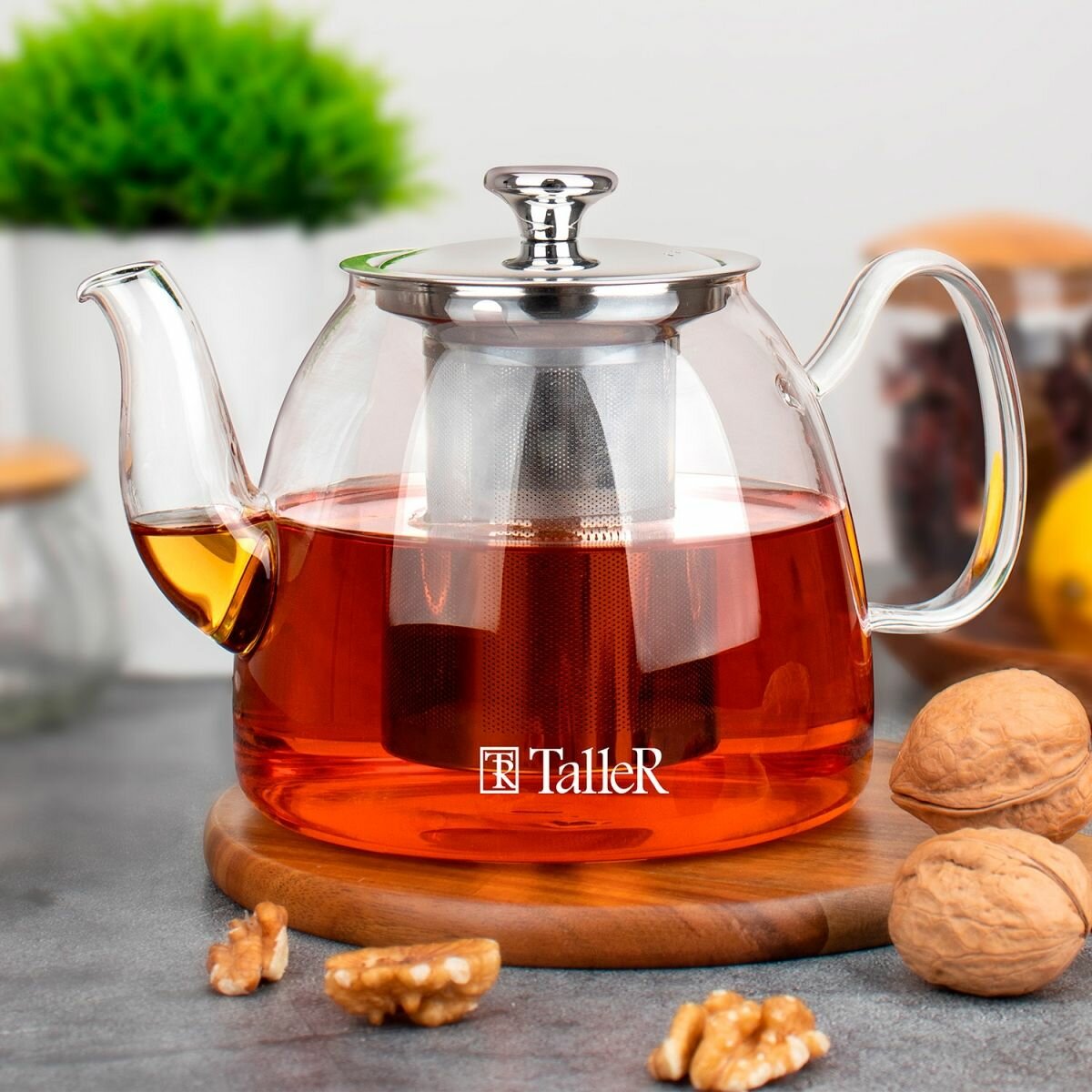 Чайник Devonshire боросиликатное стекло, крышка и фильтр сталь, 1200 мл .